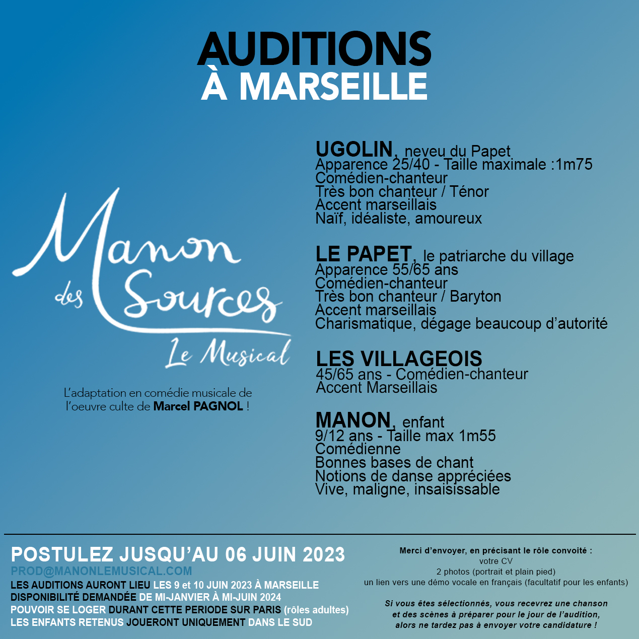 Manon des sources : audition à Marseille - Regard en Coulisse